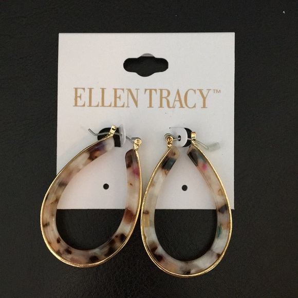 Ellen Tracy | Jewelry | New Ellen Tracy Marbley Gold Oval Earrings 2 ...